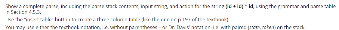 Solved Show a complete parse, including the parse stack | Chegg.com