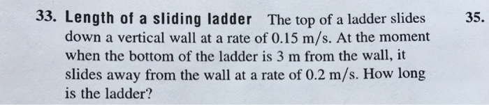 Solved Length of a sliding ladder The top of a ladder slides | Chegg.com