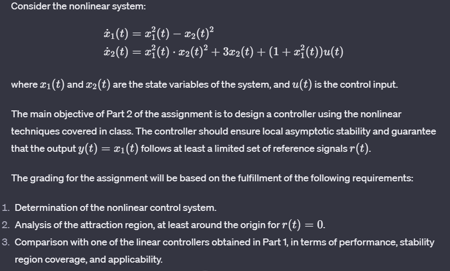Solved Consider the nonlinear system: | Chegg.com
