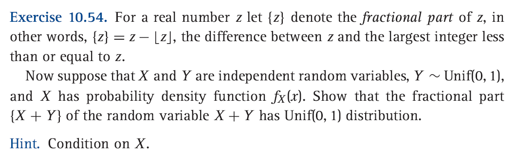 Solved Exercise 10.54. For a real number z let {z} denote | Chegg.com