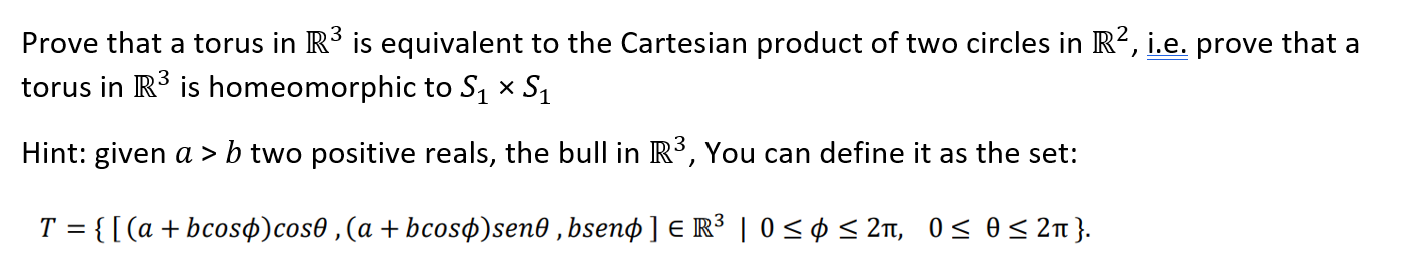 Solved Prove that a torus in R3 is equivalent to the | Chegg.com