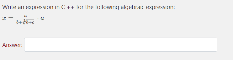 Solved Write an expression in C ++ for the following | Chegg.com
