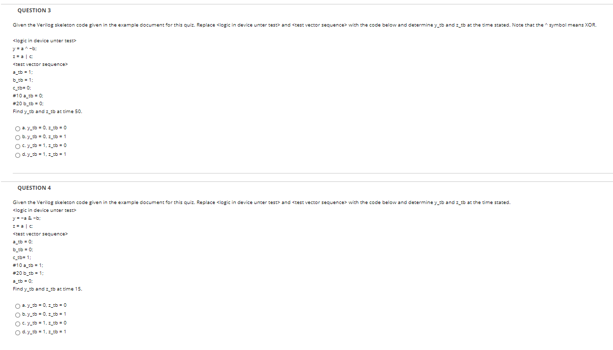 Solved QUESTION 3 Given the Verilog skeleton code given in | Chegg.com