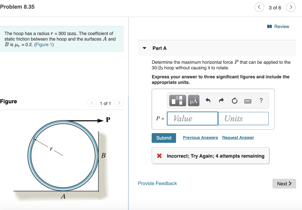 Solved Problem 8.35 ☺ 3 of 6 > | Review The hoop has a | Chegg.com