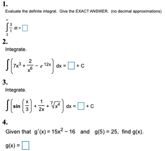 Solved 1. Evaluate the definite integral. Give the EXACT | Chegg.com
