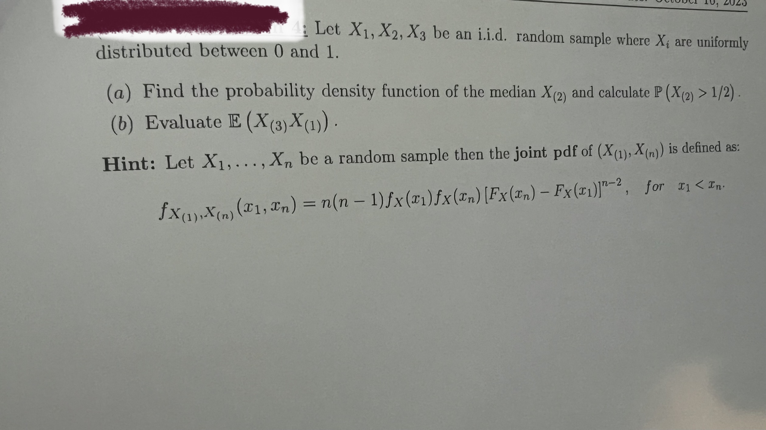 Solved Let X1,X2,X3 be an i.i.d. random sample where Xi are | Chegg.com