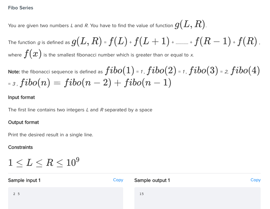 Solved Fibo Series You are given two numbers L and R. You | Chegg.com