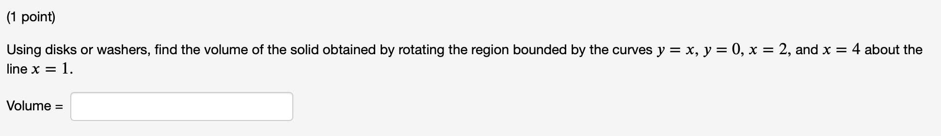 Solved Using disks or washers, find the volume of the solid | Chegg.com