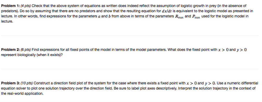 Solved Variation 1: Logistic prey Consider the predator-prey | Chegg.com