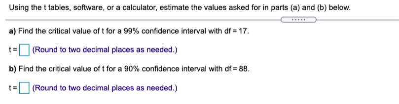 Solved Using the t tables, software, or a calculator, | Chegg.com
