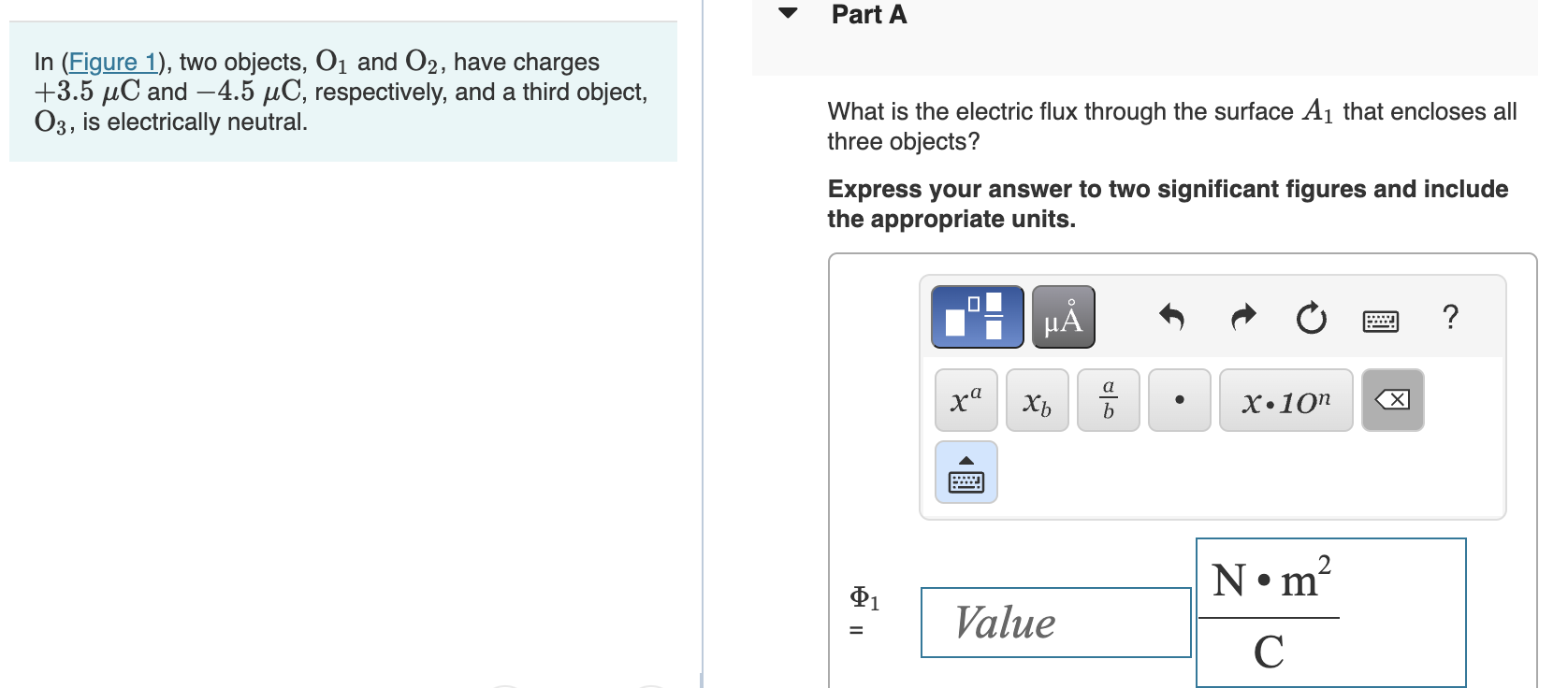 Solved In (Figure 1), two objects, O1 and O2, have charges | Chegg.com