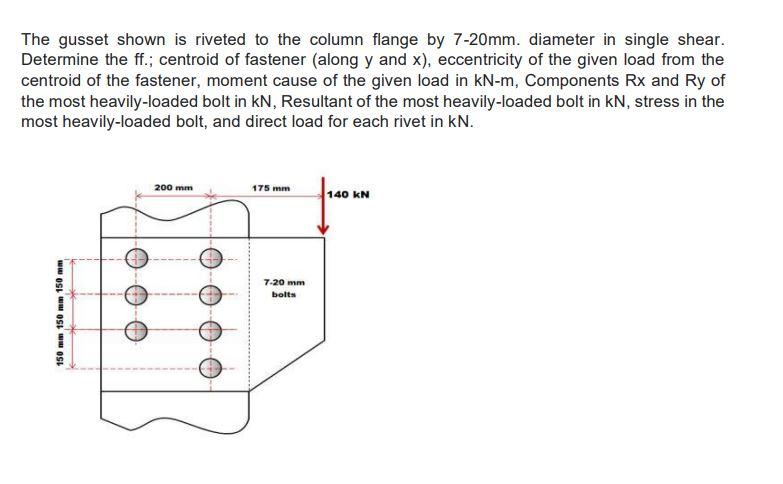Solved The gusset shown is riveted to the column flange by | Chegg.com