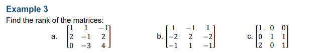 Example 3 Find the rank of the matrices: a. | Chegg.com