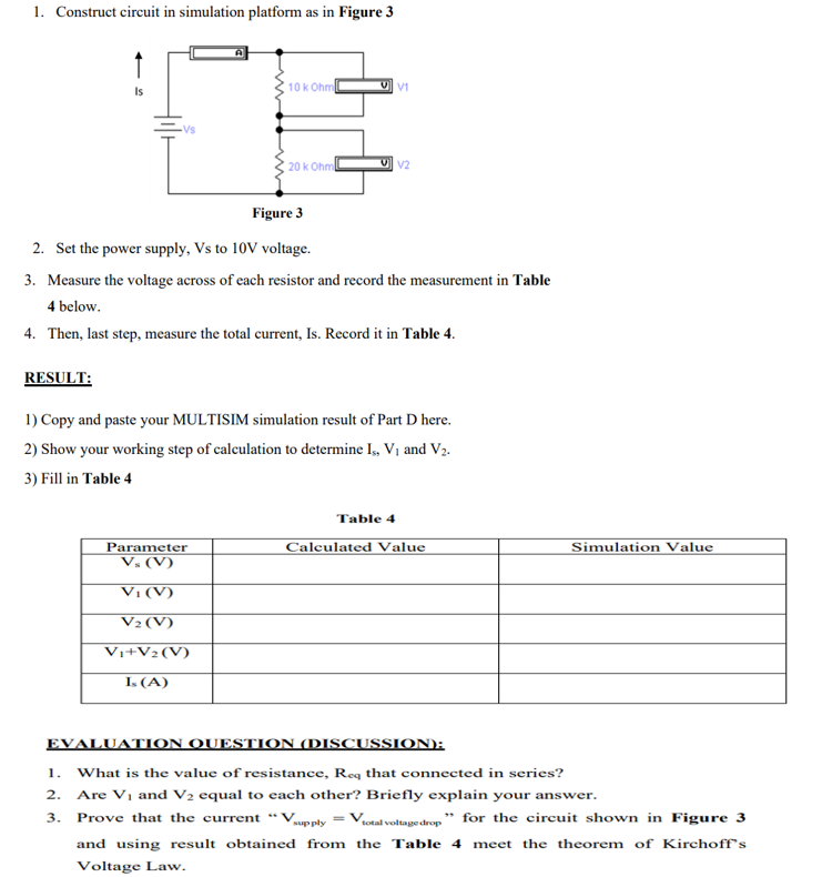 Solved 1. Construct circuit in simulation platform as in | Chegg.com