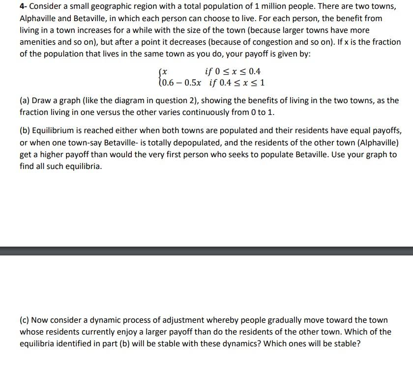 Solved (x 4- Consider a small geographic region with a total | Chegg.com