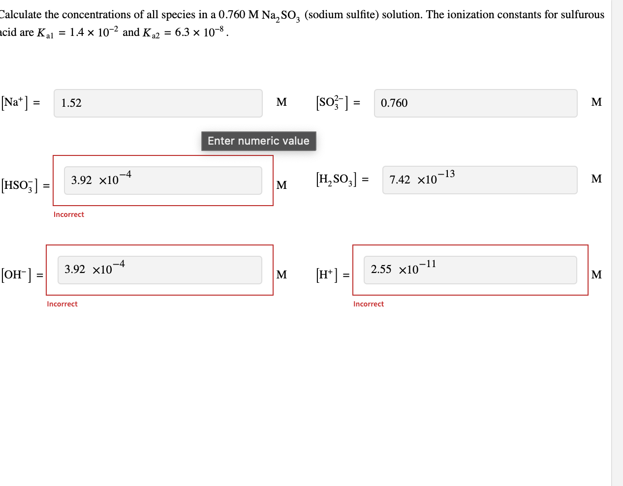Solved Calculate the concentrations of all species in a | Chegg.com