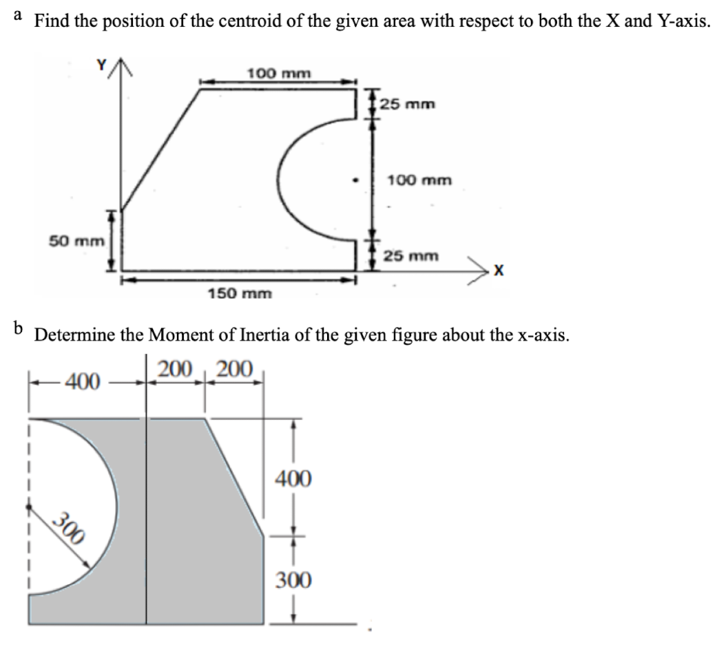Solved a Find the position of the centroid of the given area | Chegg.com