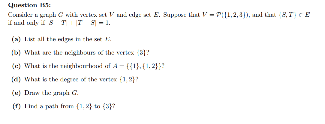 Solved Consider a graph G with vertex set V and edge set E. | Chegg.com