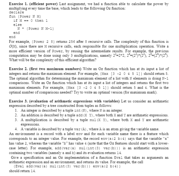 Solved Exercise 1. (efficient power) Last assignment, we had | Chegg.com