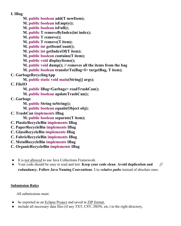 Solved Data Structures Homework 1: Garbage Recycling | Chegg.com