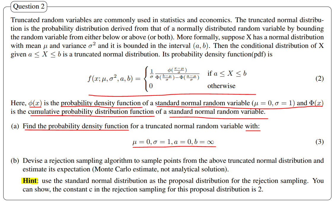 This revolves around Rejection sampling. Note, for 2B | Chegg.com