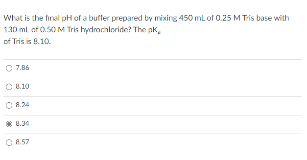 Solved What is the final pH of a buffer prepared by mixing | Chegg.com