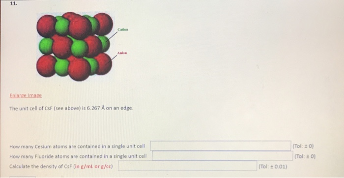 Solved Caten Enlarge Image The unit cell of CsF (see above) | Chegg.com