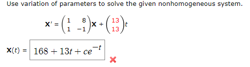 Solved Use variation of parameters to solve the given | Chegg.com