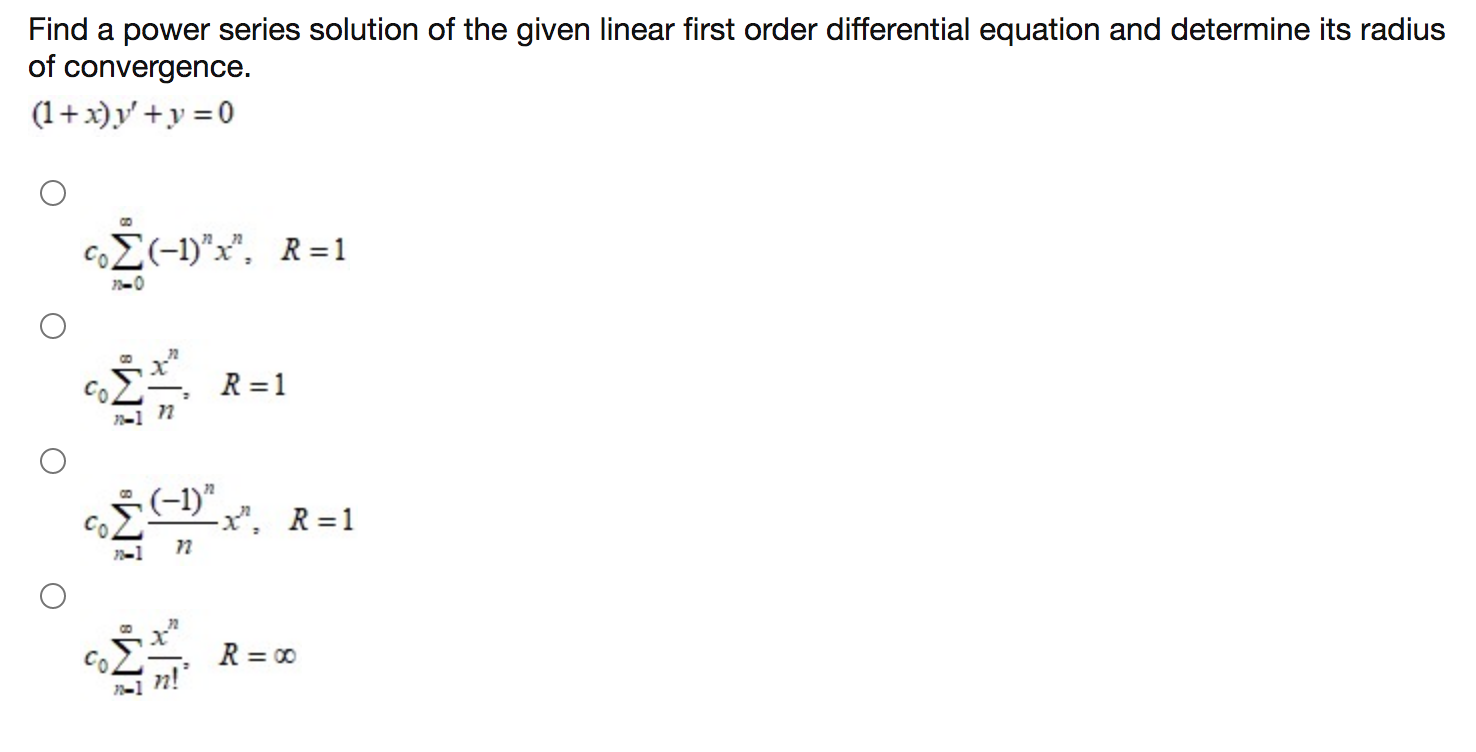 Solved Find a power series solution of the given linear | Chegg.com