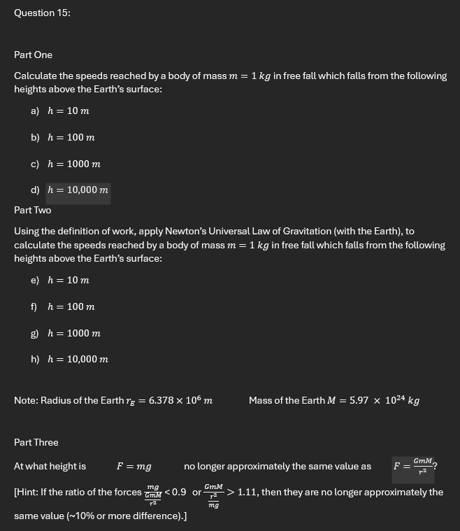 Solved Question 15:Part OneCalculate the speeds reached by | Chegg.com