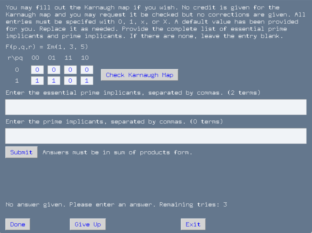 Solved You may fill out the Karnaugh map if you wish. No | Chegg.com