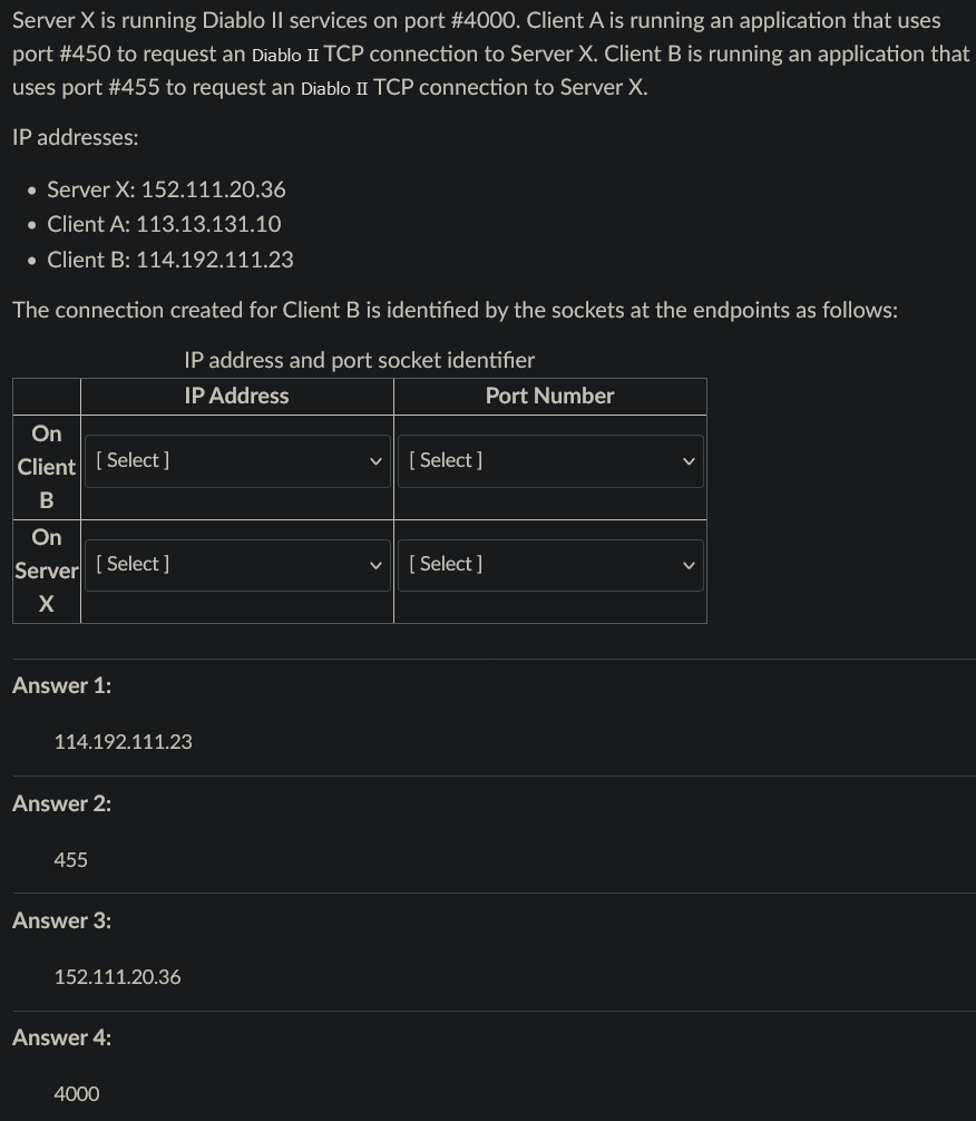 Solved Server X is running Diablo II services on port | Chegg.com