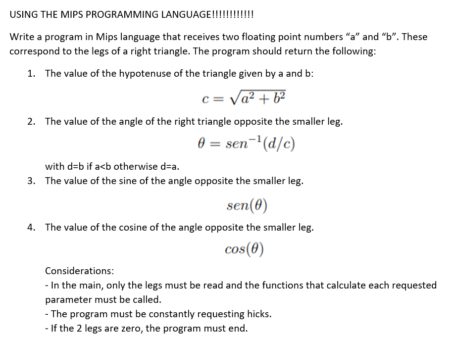 USING THE MIPS PROGRAMMING LANGUAGE!!!!!!!!! Write a | Chegg.com USING THE MIPS PROGRAMMING LANGUAGE!!!!!!!!! Write a | Chegg.com