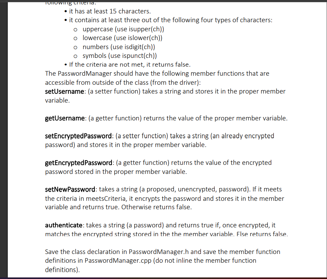 Solved Password Manager For this assignment, you will need | Chegg.com