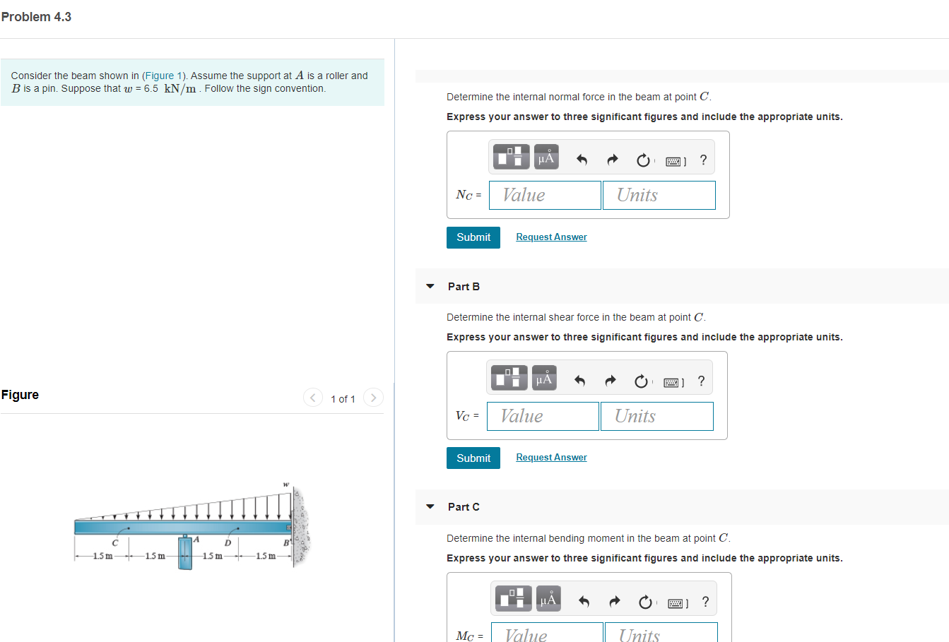 Solved Problem 4.3 Consider the beam shown in (Figure 1). | Chegg.com
