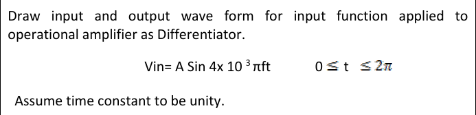 Solved Draw input and output wave form for input function | Chegg.com
