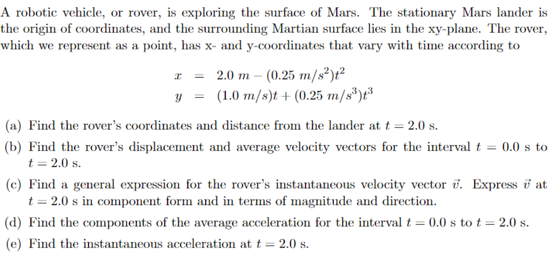 Solved A robotic vehicle, or rover, is exploring the surface | Chegg.com
