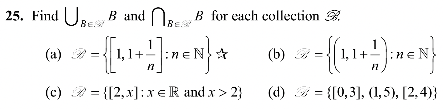 Solved 5. Find ⋃B∈BB and ⋂B∈BB for each collection B. (a) | Chegg.com