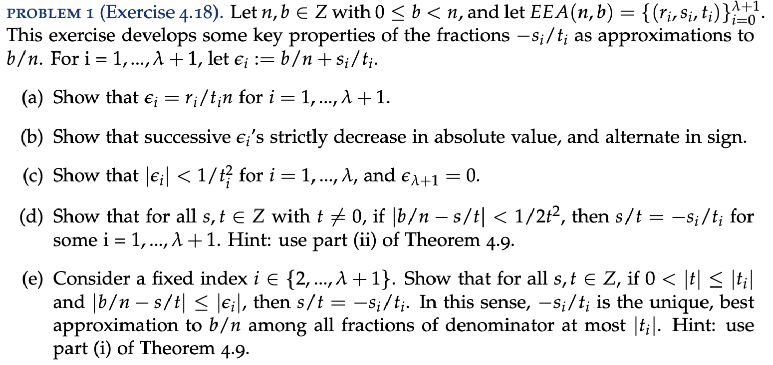 Solved 1+1 = Theorem 4.9 (Rational reconstruction). Let n, | Chegg.com