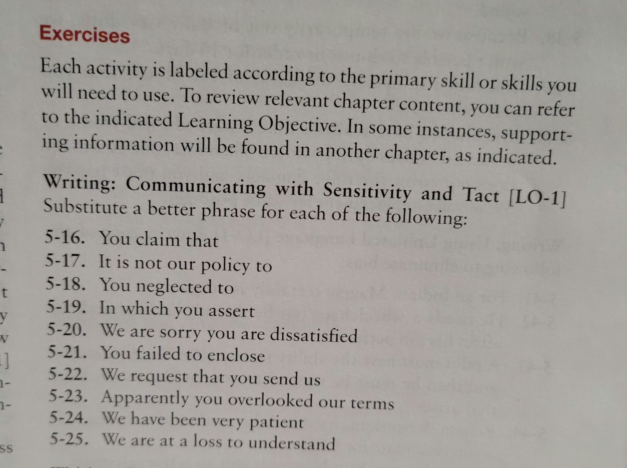 Solved Exercises Each activity is labeled according to the | Chegg.com