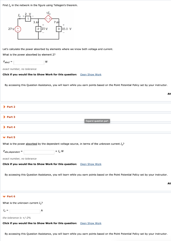 Solved Find Ix in the network in the figure using Tellegen's | Chegg.com