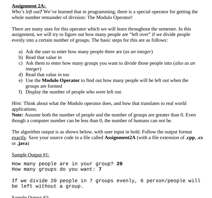 Solved Assignment 2A: Who's left out? We've learned that in | Chegg.com