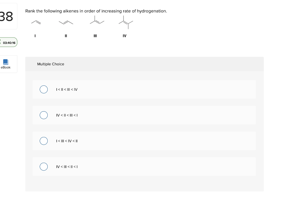 Solved Rank the following alkenes in order of increasing | Chegg.com