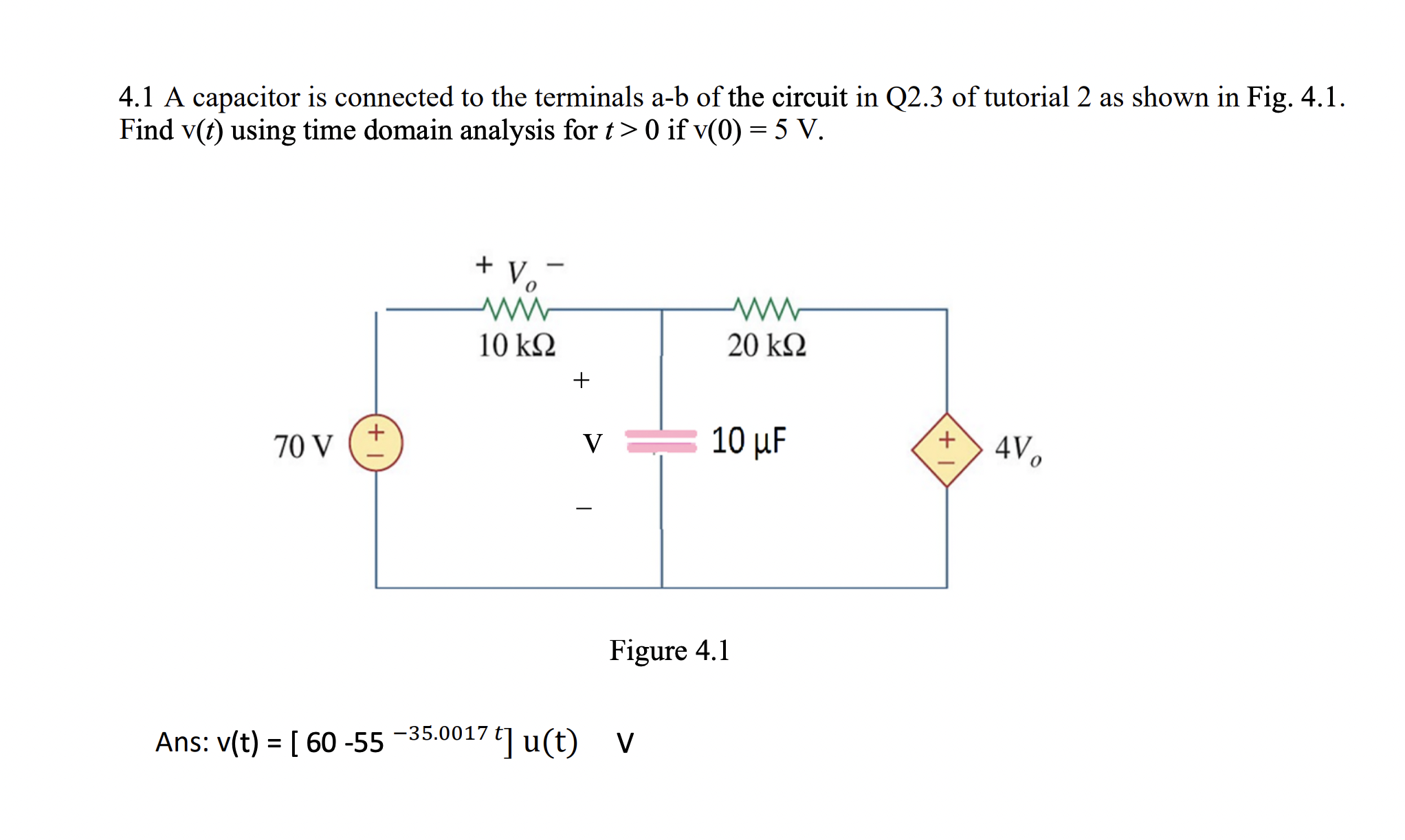 Solved 4.1 A capacitor is connected to the terminals a-b of | Chegg.com