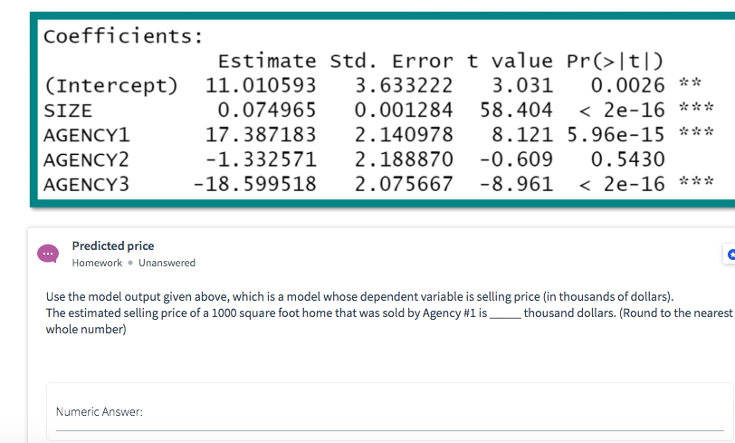 Solved Coefficients Estimate Std Error T Value Pr T 6318