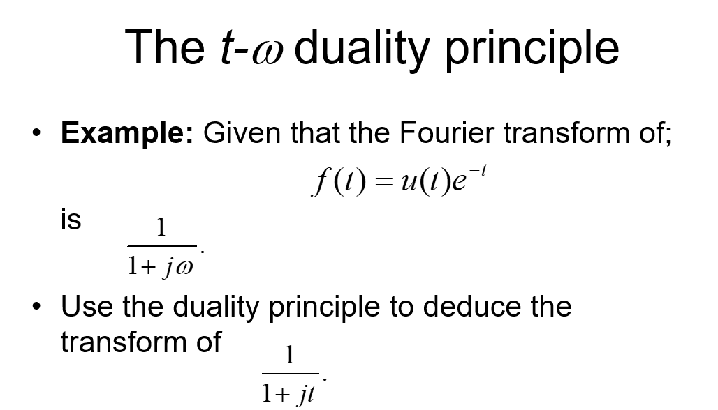 Solved The t−ω duality principle - Example: Given that the | Chegg.com