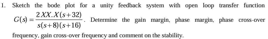 Sketch the bode plot for a unity feedback system with | Chegg.com