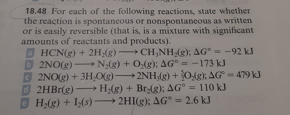 Solved 18.48 For each of the following reactions, state | Chegg.com