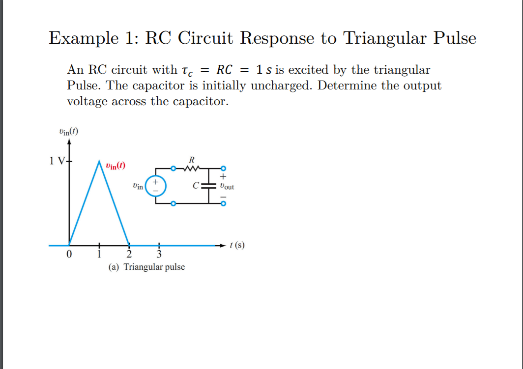 Solved Example 1: RC Circuit Response to Triangular Pulse An | Chegg.com
