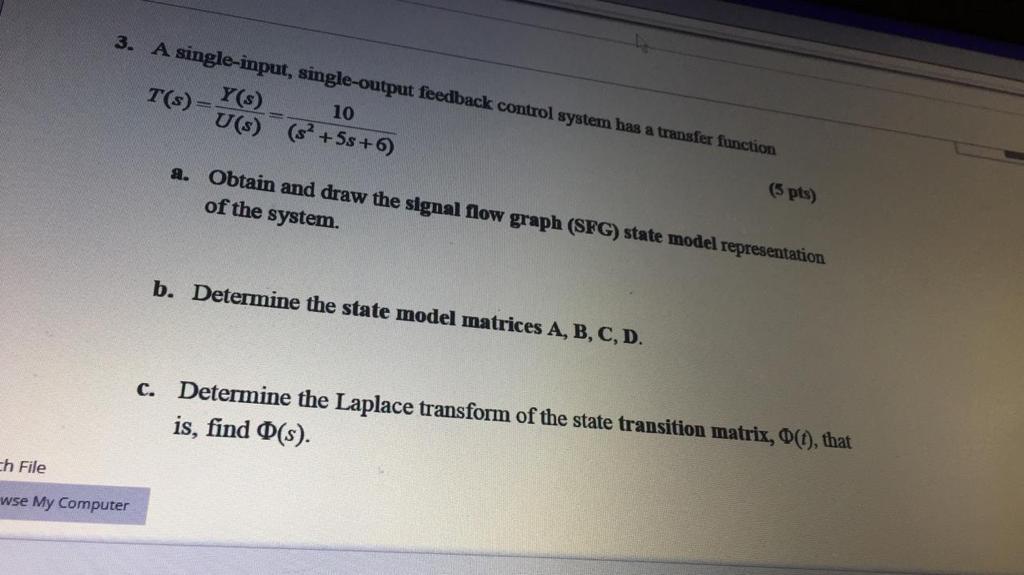 Solved 3. A single-input, single-output feedback control | Chegg.com